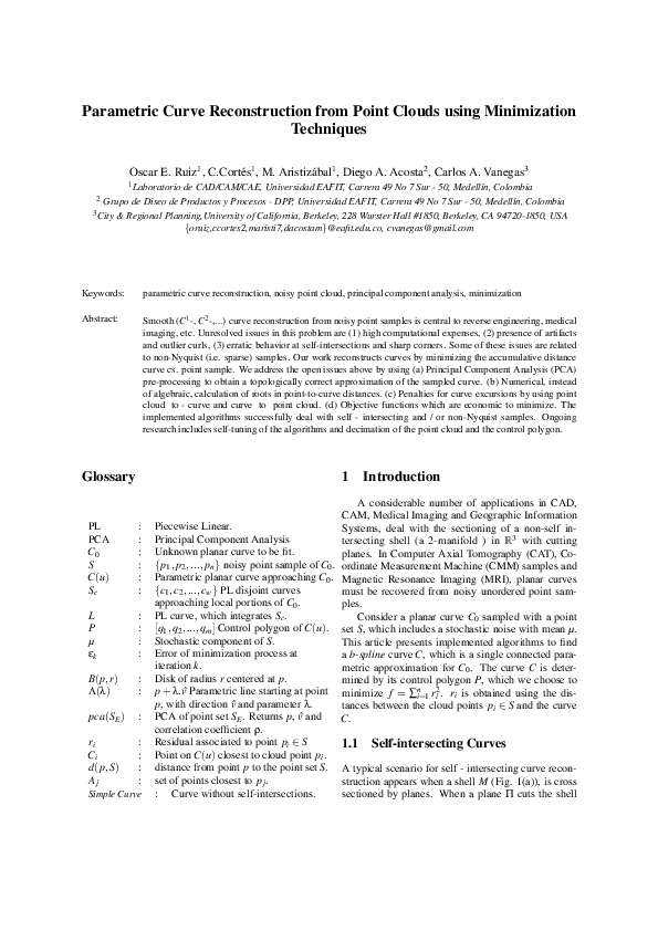 (PDF) Parametric Curve Reconstruction from Point Clouds using Minimization Techniques | Mauricio ...