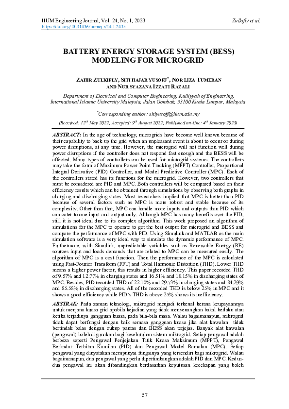 (PDF) Battery Energy Storage System (BESS) Modeling for Microgrid