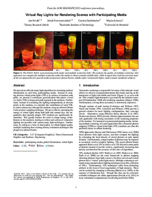 (PDF) Virtual ray lights for rendering scenes with participating media