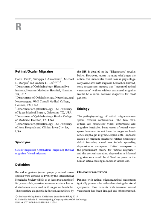 (PDF) Retinal/Ocular Migraine