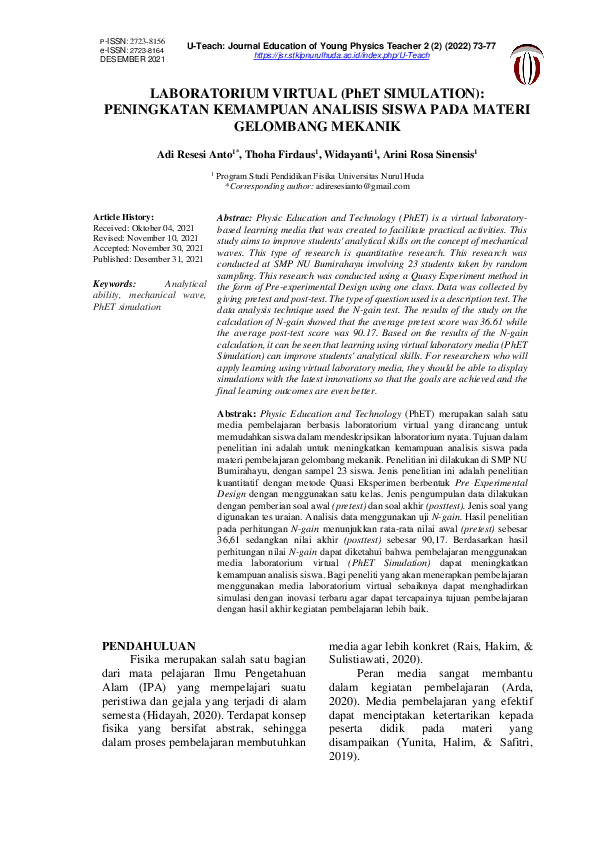 (PDF) Laboratorium Virtual (PhET Simulation): Peningkatan Kemampuan ...