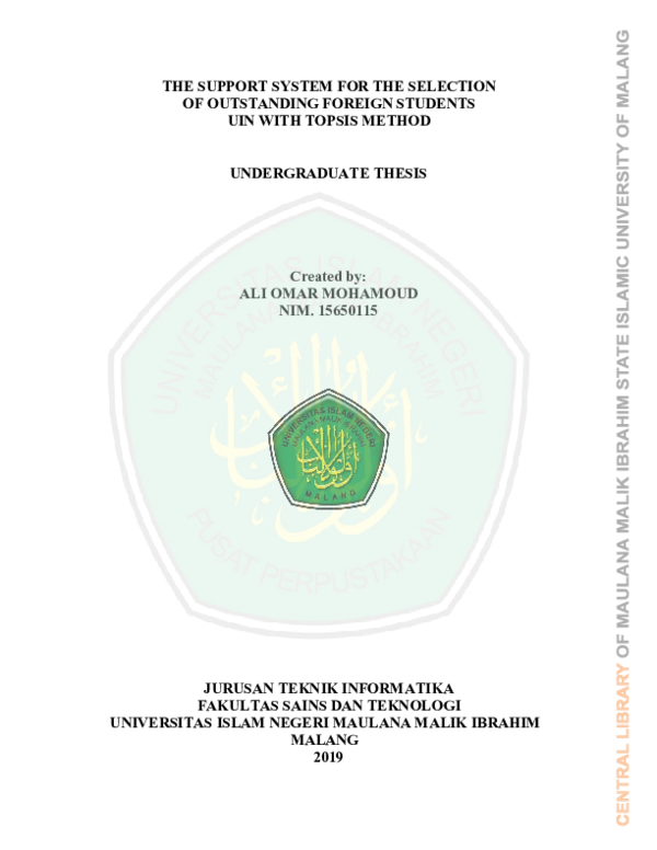 (PDF) The support system for the selection of outstanding foreign students UIN with topsis method