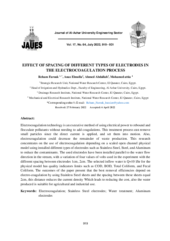(PDF) EFFECT OF SPACING OF DIFFERENT TYPES OF ELECTRODES IN THE ...