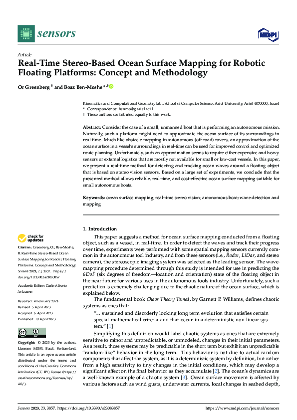 (PDF) Cost-Effective Ocean Surface Mapping via Stereo Vision