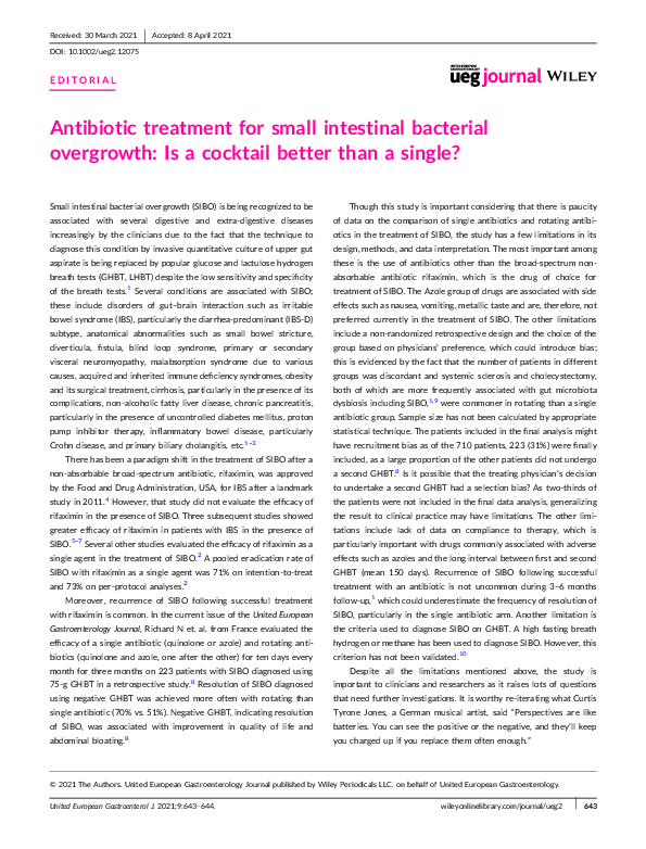 (PDF) Antibiotic treatment for small intestinal bacterial overgrowth ...