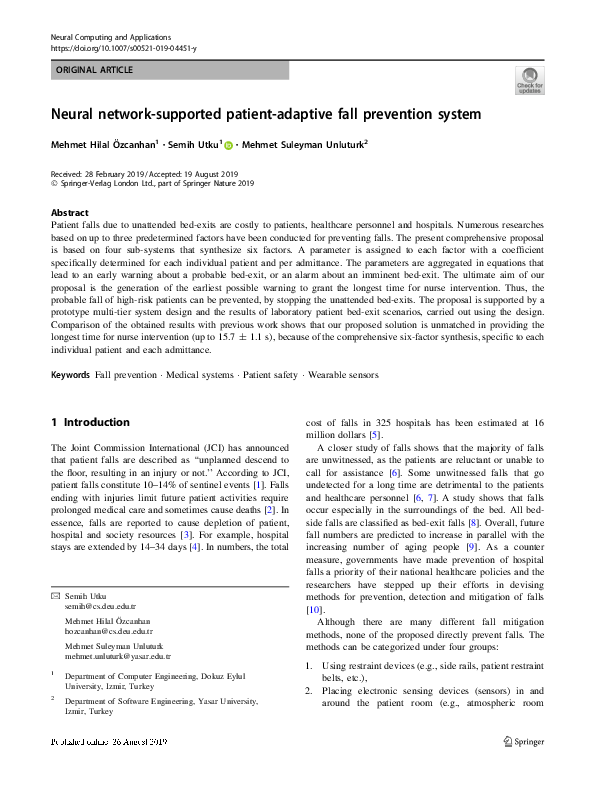 (PDF) Neural network-supported patient-adaptive fall prevention system