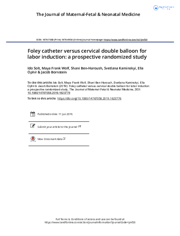 (PDF) Foley catheter versus cervical double balloon for labor induction ...