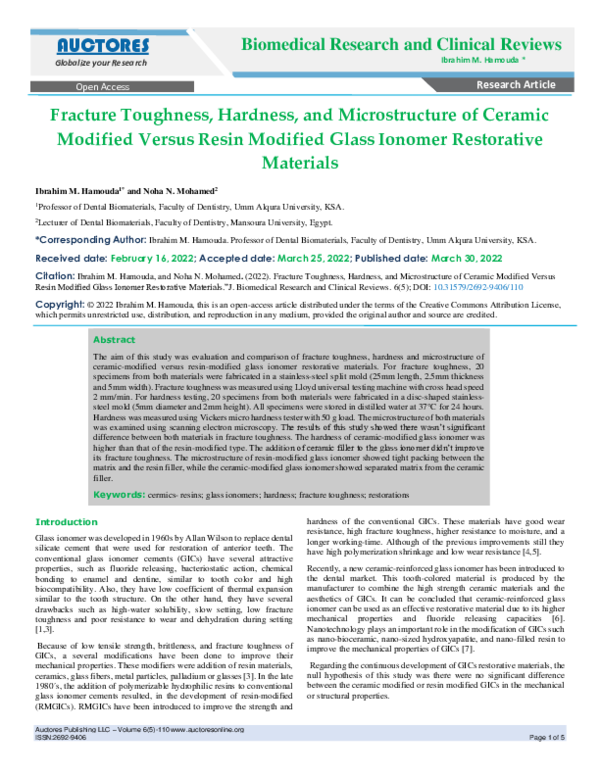 (PDF) Comparative Study of Modified Glass Ionomers