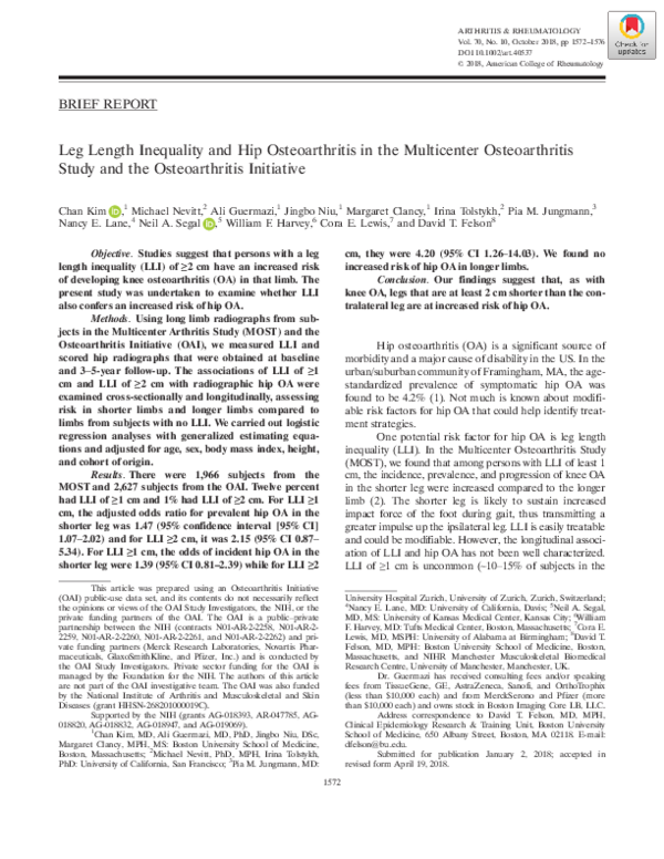 (PDF) Leg Length Inequality and Hip Osteoarthritis in the Multicenter ...