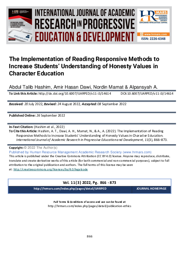 (PDF) The Implementation of Reading Responsive Methods to Increase ...