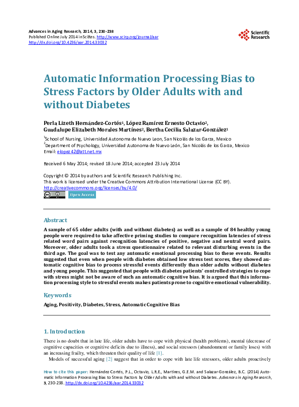 (PDF) Automatic Information Processing Bias to Stress Factors by Older ...