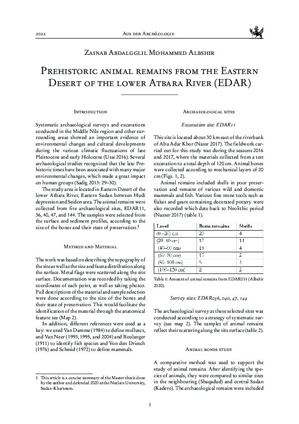 (PDF) Prehistoric animal remains from the Eastern Desert of the lower ...