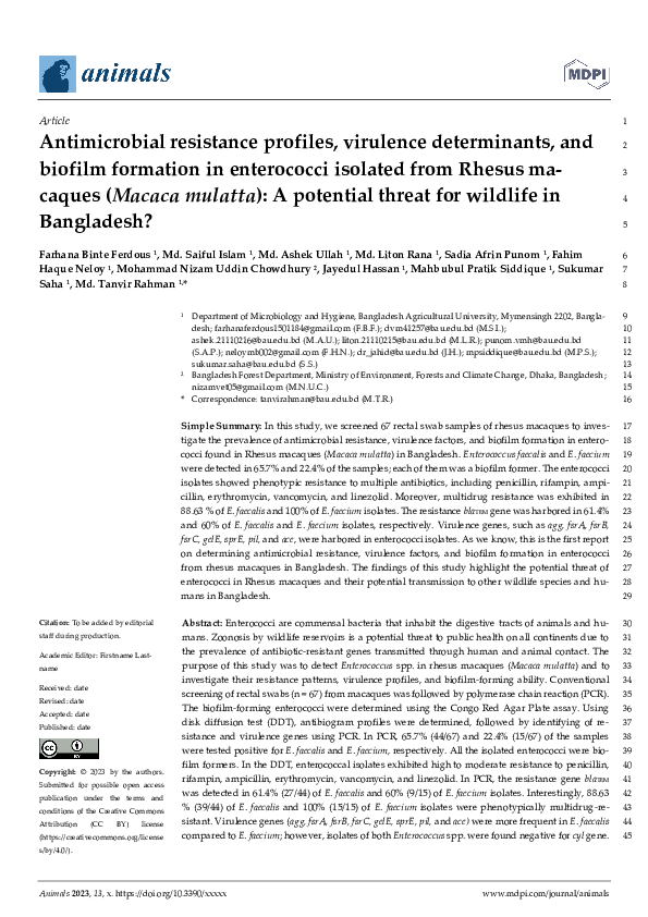 (PDF) Antimicrobial resistance profiles, virulence determinants, and biofilm formation in ...
