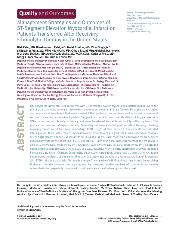 (PDF) Management Strategies and Outcomes of ST-Segment Elevation Myocardial Infarction Patients ...