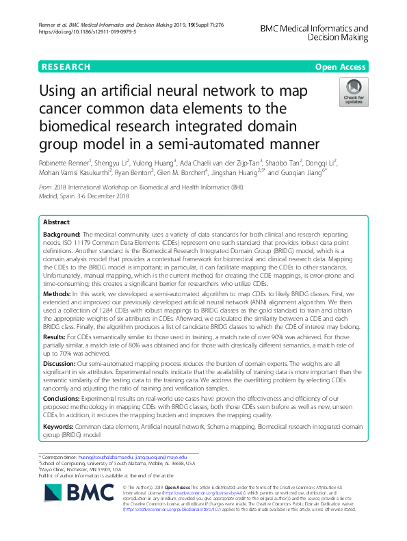 (PDF) Using an artificial neural network to map cancer common data ...