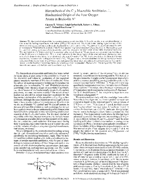 (PDF) Biosynthesis of the C15 macrolide antibiotics. 1. Biochemical ...