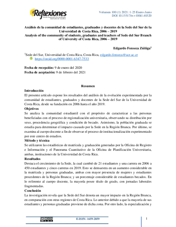 (PDF) Análisis de la comunidad de estudiantes, graduados y docentes de ...