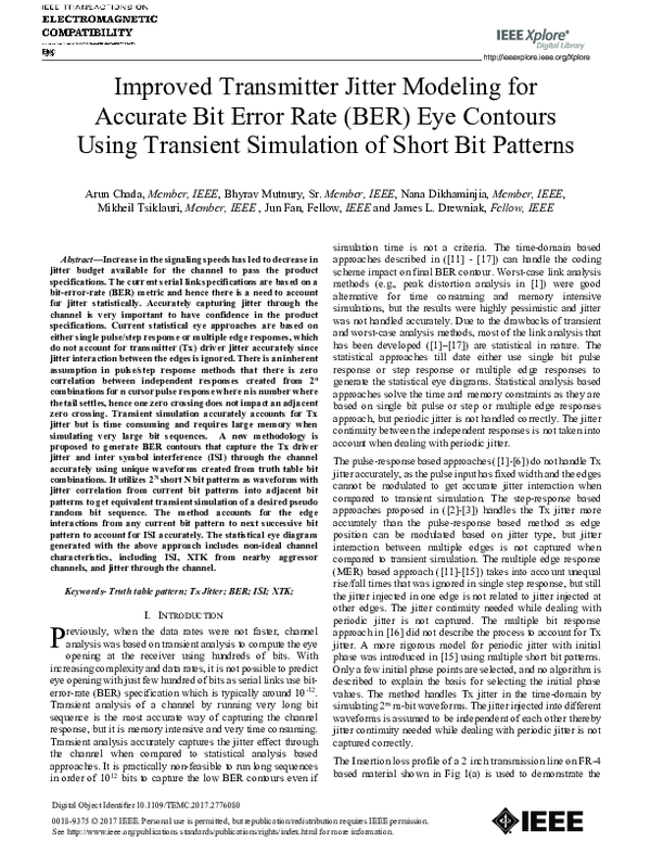 Pdf Improved Transmitter Jitter Modeling For Accurate Bit Error Rate