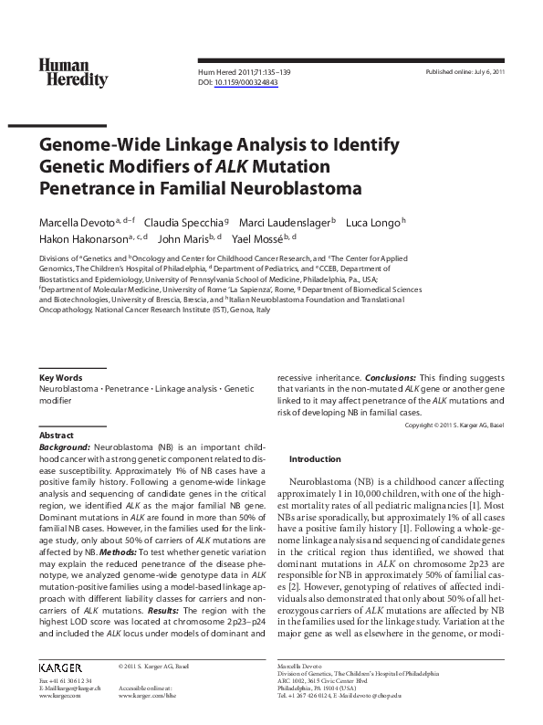 (PDF) Genome-Wide Linkage Analysis to Identify Genetic Modifiers of ALK ...