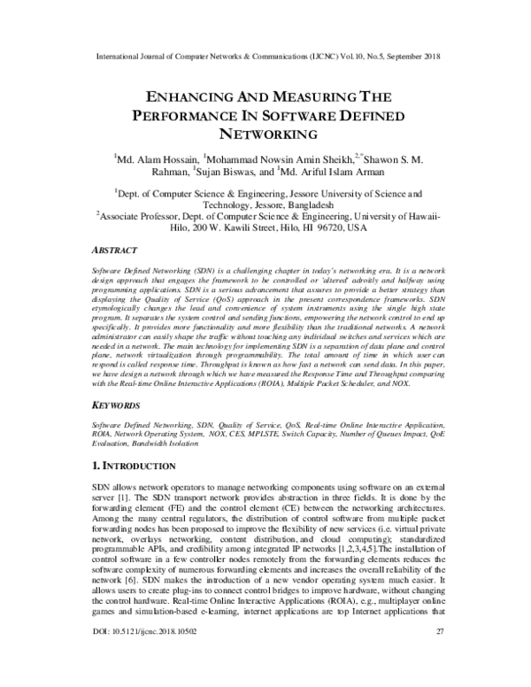(PDF) Enhancing and Measuring the Performance in Software Defined Networking