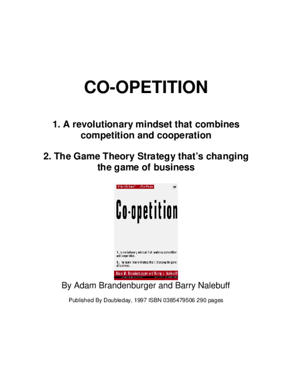 (PDF) Co-opetition : 1. a revolutionary mindset that combines ...
