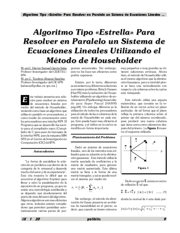 (PDF) Algoritmo Tipo «Estrella» Para Resolver en Paralelo un Sistema de ...