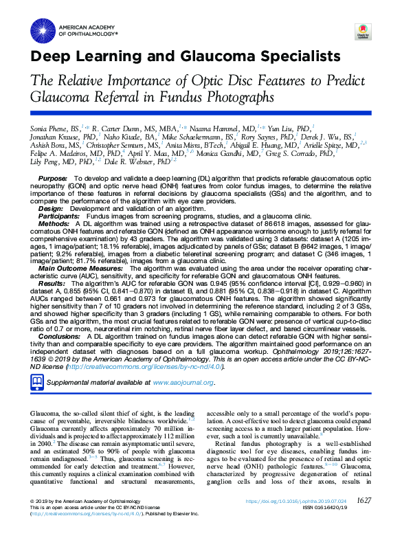 (PDF) Deep Learning and Glaucoma Specialists