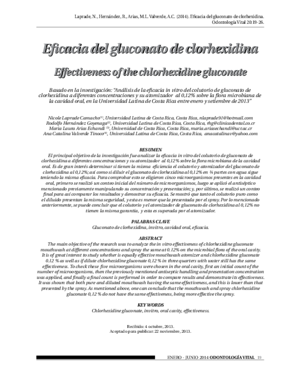 (PDF) Eficacia del gluconato de clorhexidina