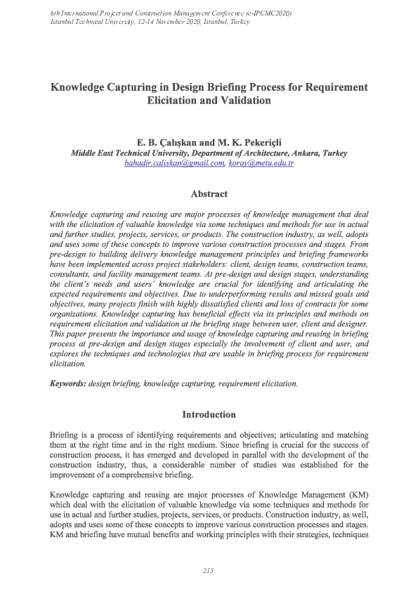 (PDF) Knowledge Capturing in Design Briefing Process for Requirement Elicitation and Validation