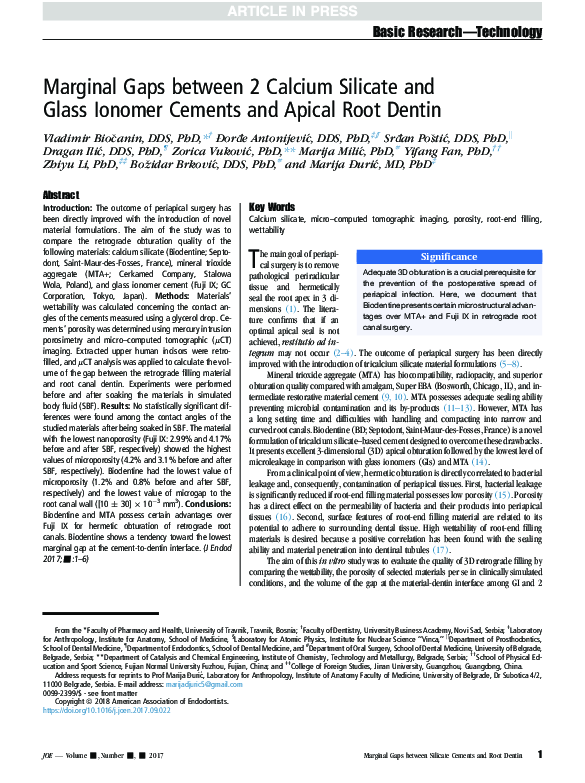 (PDF) Marginal Gaps between 2 Calcium Silicate and Glass Ionomer ...