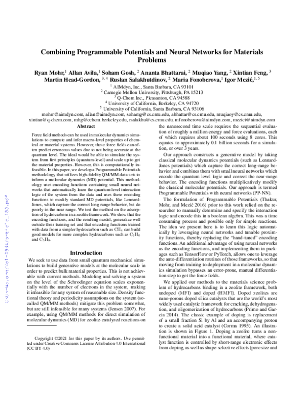 (PDF) Combining Programmable Potentials and Neural Networks for Materials Problems