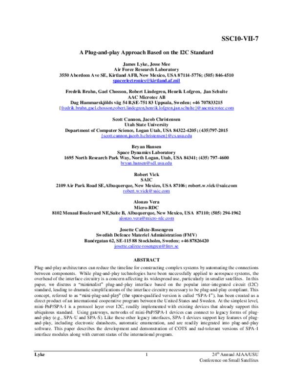 (PDF) A Plug-and-play Approach Based on the I2C Standard
