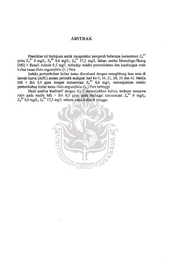 (PDF) Pengaruh konsentrasi Zn terhadap indeks pertumbuhan kultur tunas ...