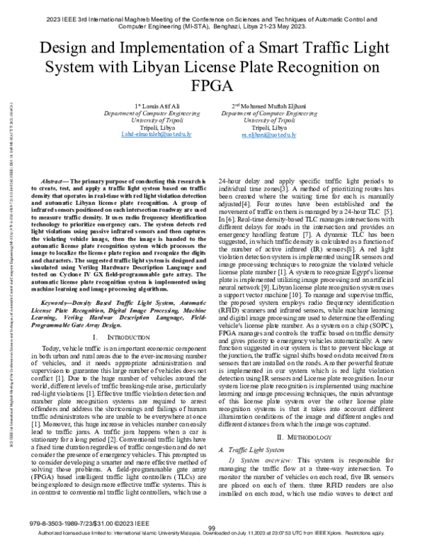 Design And Implementation Of A Smart Traffic Light System With Libyan