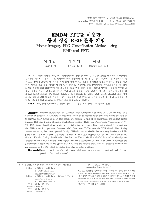 (PDF) Motor Imagery EEG Classification Method using EMD and FFT