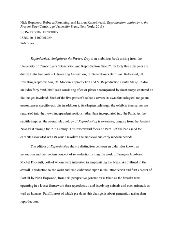 (DOC) Reproduction: Antiquity to the Present Day, edited by Nick ...