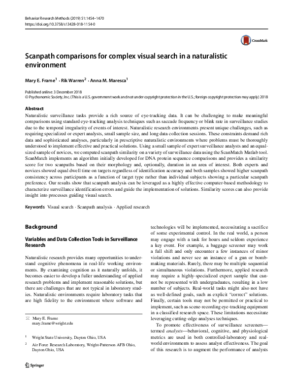 (PDF) Scanpath comparisons for complex visual search in a naturalistic environment