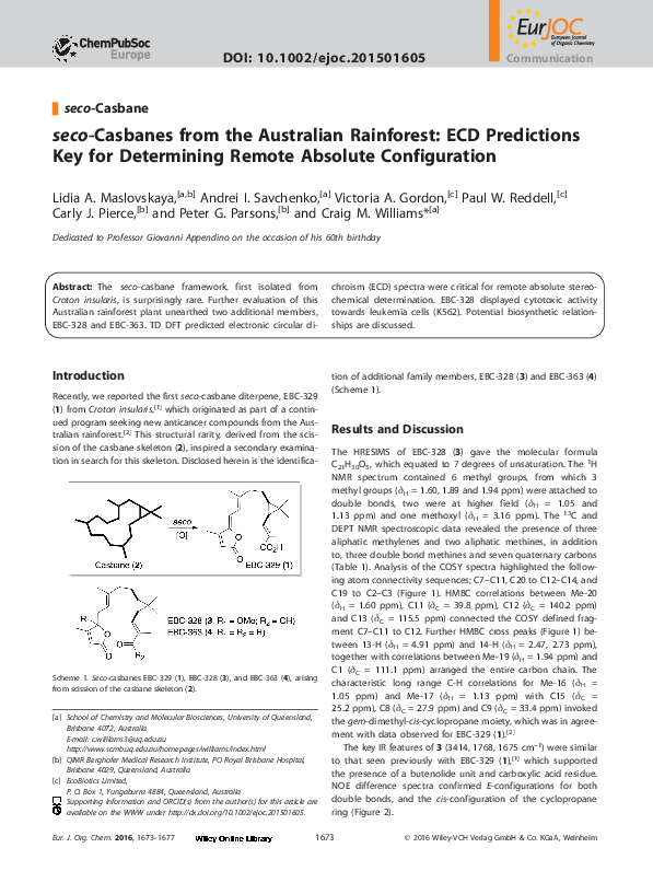 (PDF) seco-Casbanes from the Australian Rainforest: ECD Predictions Key ...