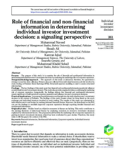 (PDF) Role of financial and non-financial information in determining ...
