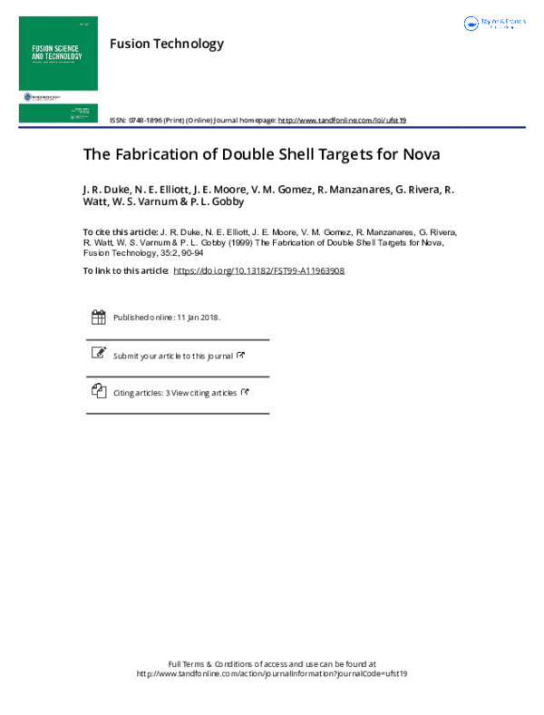 (PDF) Double Shell Targets Fabrication for Nova