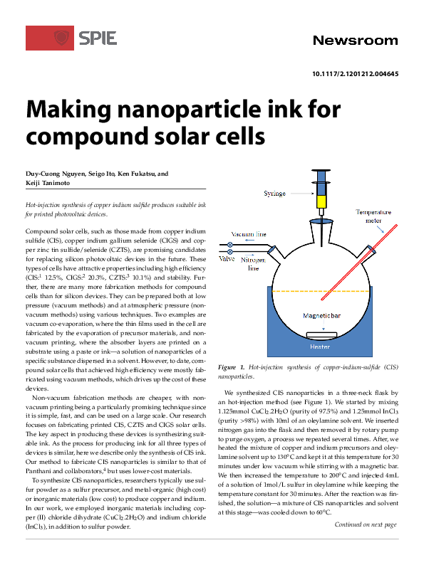 (PDF) Making nanoparticle ink for compound solar cells