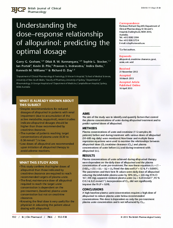 (PDF) Understanding the dose-response relationship of allopurinol ...
