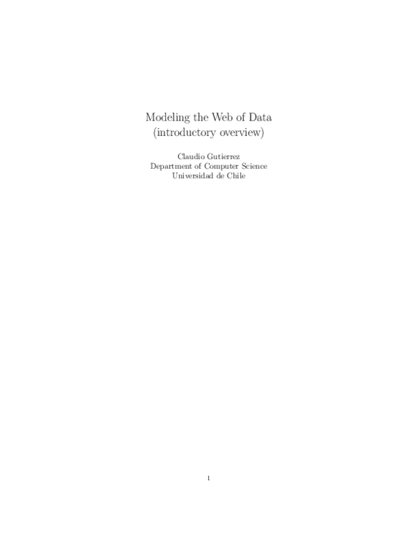 (PDF) Modeling the Web of Data (Introductory Overview)