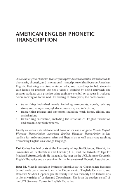 (PDF) American English Phonetic Transcription