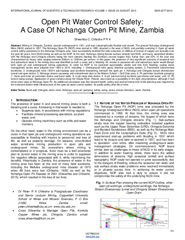 (PDF) Open Pit Water Control Safety A Case Of Nchanga Open Pit Mine Zambia