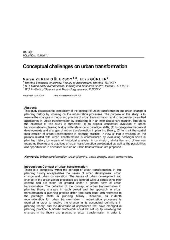 (PDF) Conceptual challenges on urban transformation