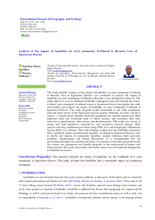 (PDF) Analysis of the impact of landslides on rural community ...