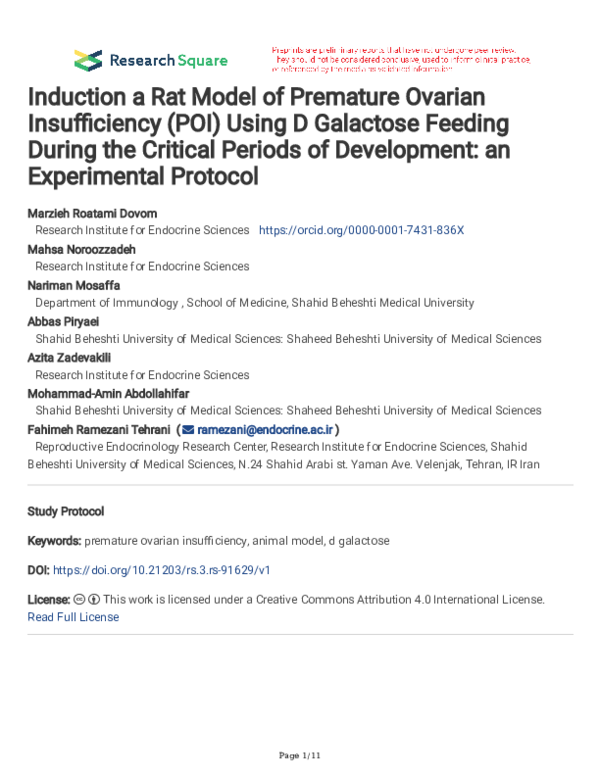 (PDF) Induction a Rat Model of Premature Ovarian Insufficiency (POI ...
