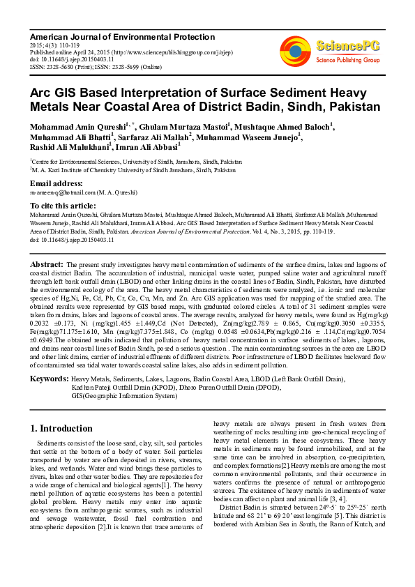(PDF) Arc GIS Based Interpretation of Surface Sediment Heavy Metals ...