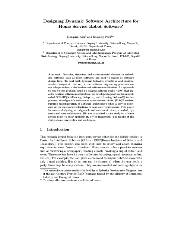 (PDF) Designing Dynamic Software Architecture for Home Service Robot ...